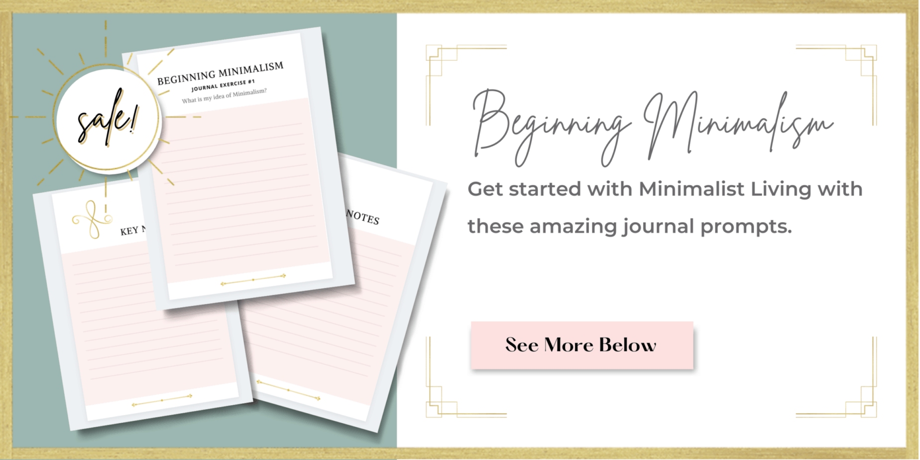 Beginning Minimalism Journal Prompts Workbook